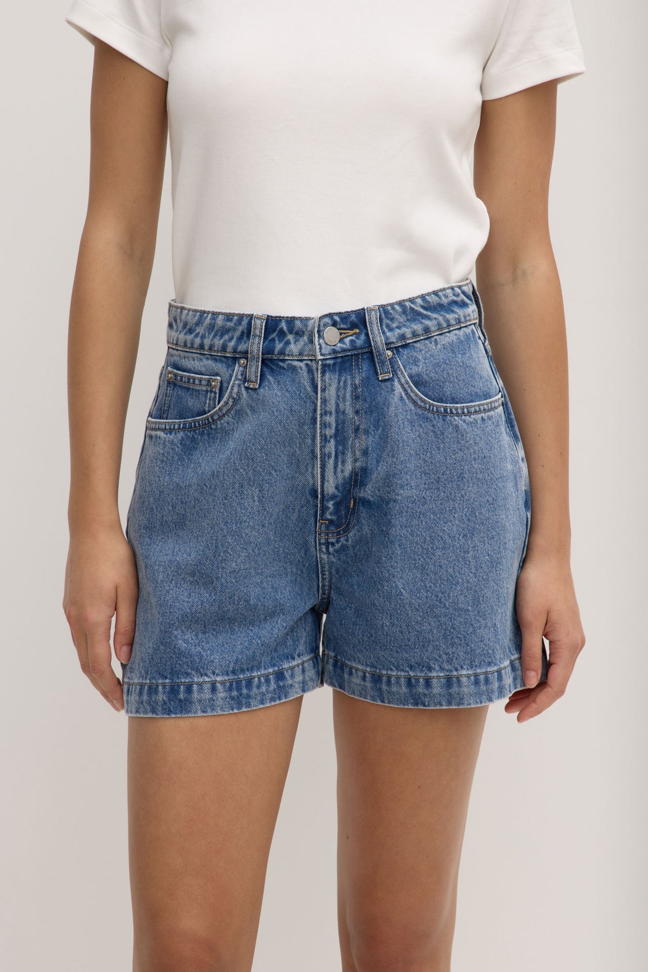 Womens Boxy Denim Short Dark Stone | Assembly Label – Assembly Label ...