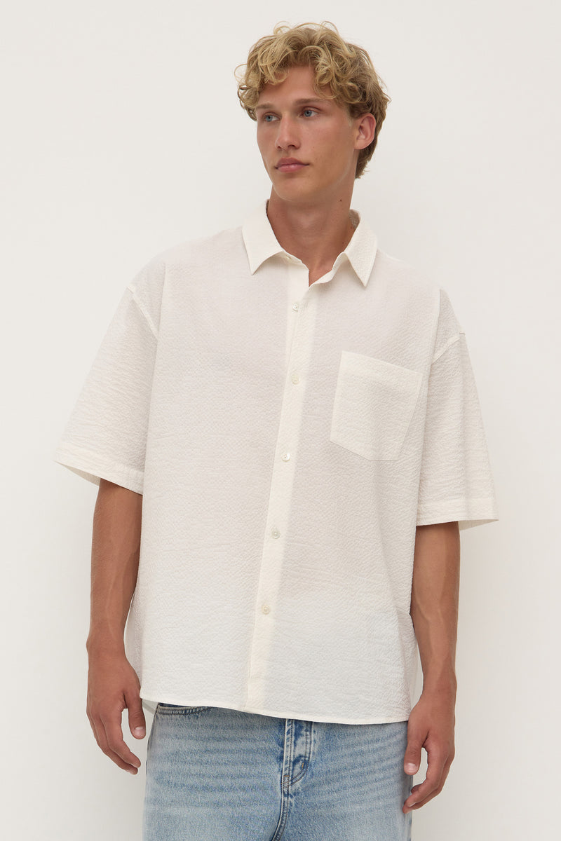 Mens Raine Short Sleeve Shirt Cream | Assembly Label – Assembly Label ...