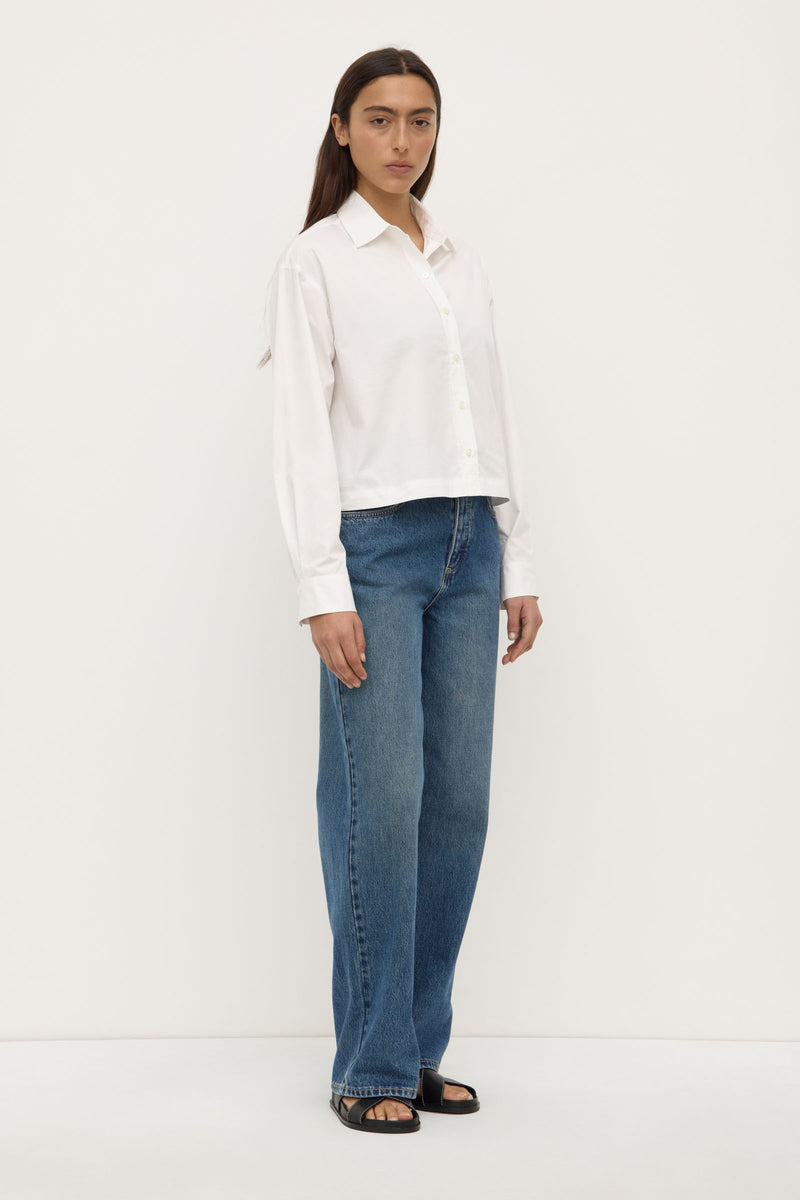 Womens Tessa Poplin Cropped Long Sleeve Shirt White | Assembly Label ...